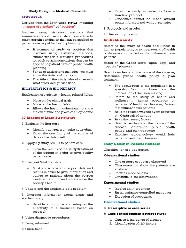 Study Design in Medical Research | PDF | Clinical Trial | Cohort Study