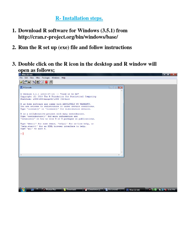 R Software For Windows (3.5.1) From 2. Run The R Set Up (Exe) File and ...