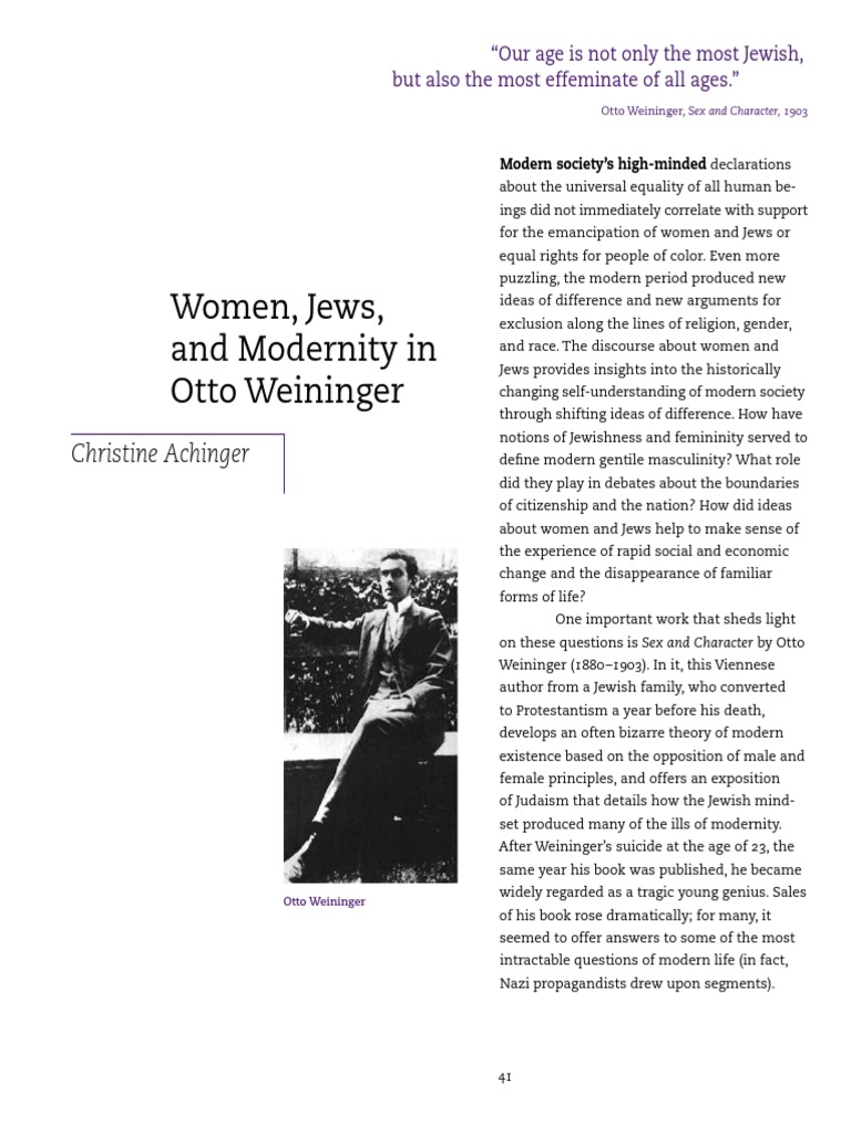 Weininger's Gender and Jewish Theories | PDF | Gender | Gender Studies