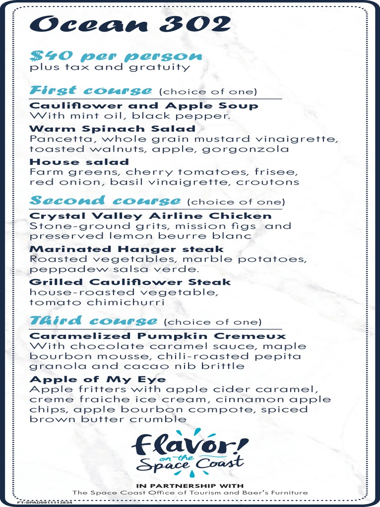 Ocean 302 Menu | PDF