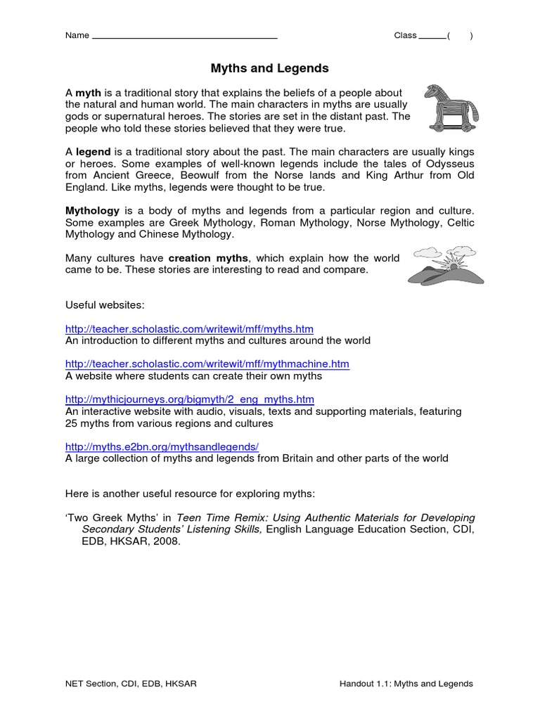 Myths and Legends: A Student Guide | PDF