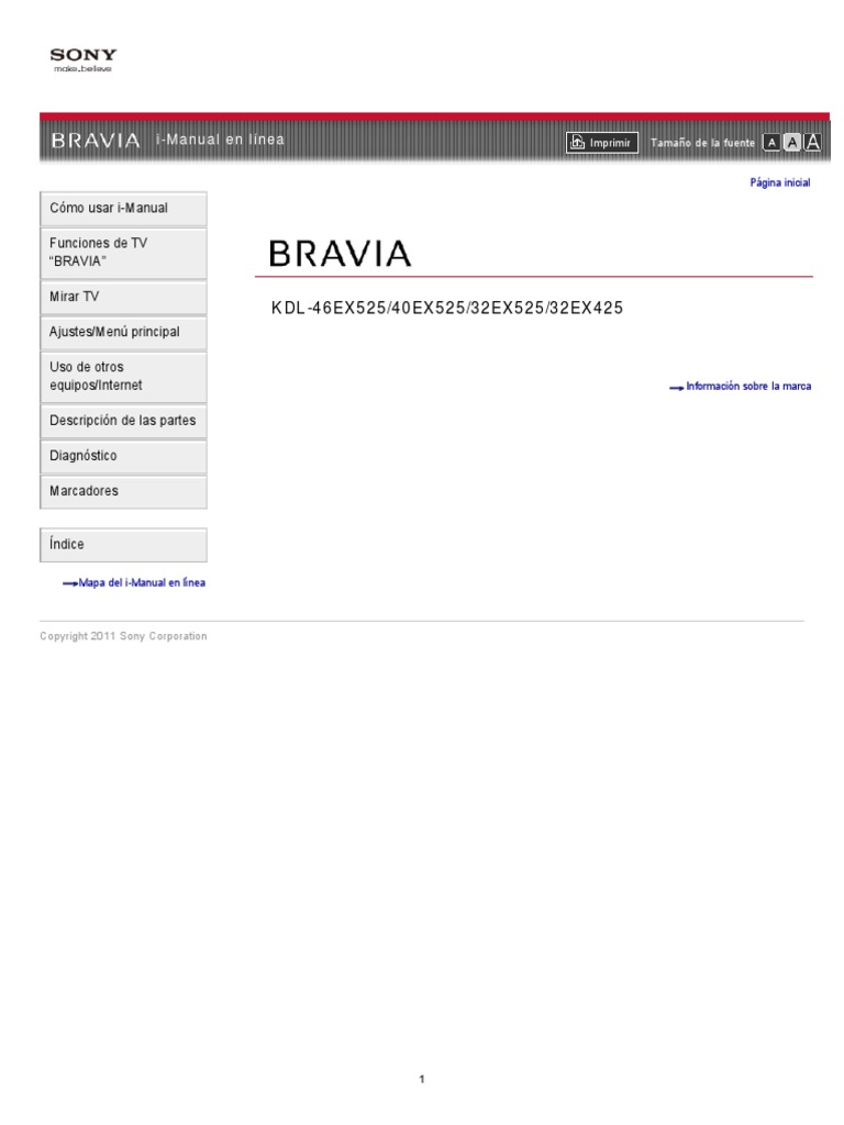 Manual TV Sony Bravia PDF | PDF | Hdmi | Internet