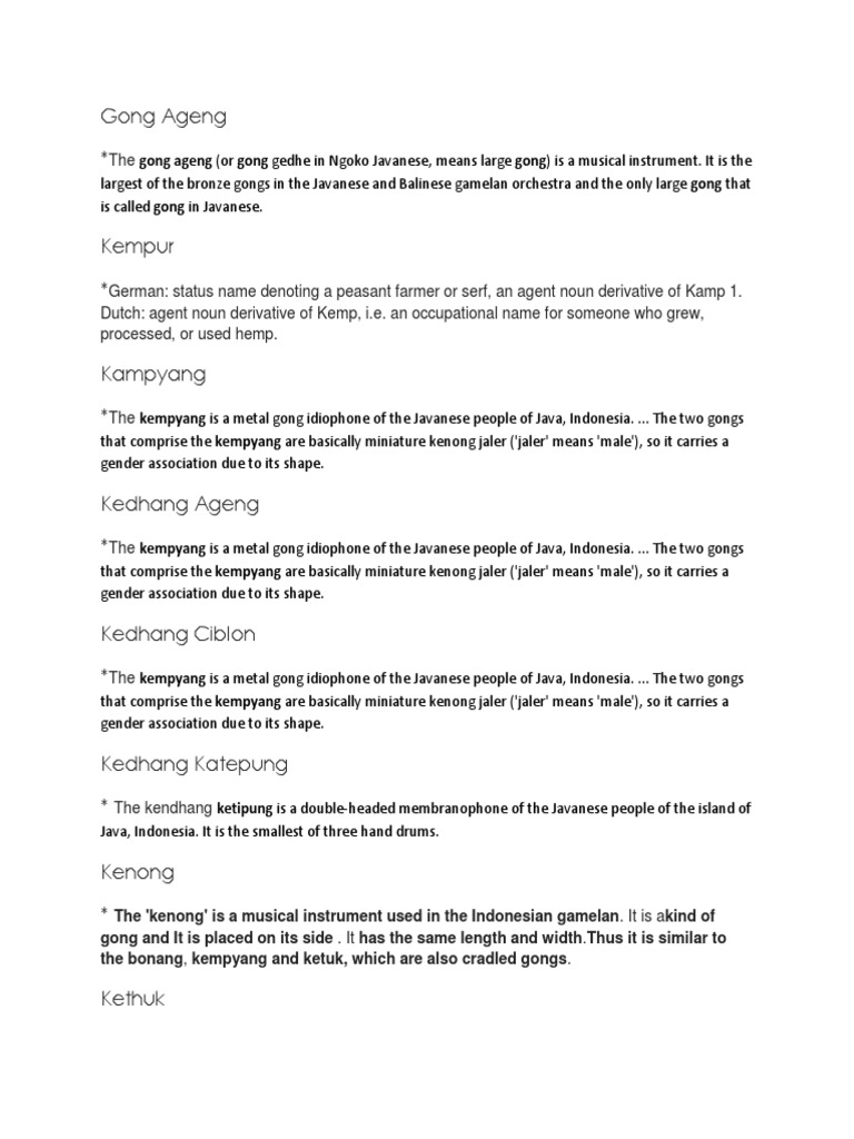 Gong Ageng | PDF | Musical Instruments | Classical And Art Music Traditions