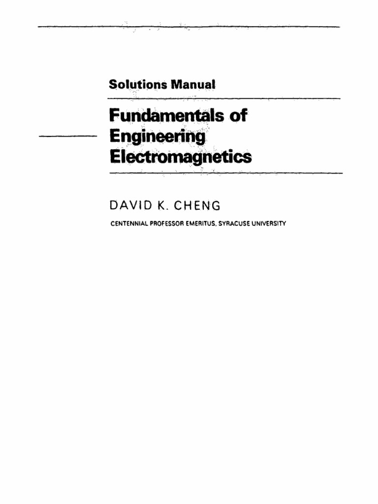 Cheng-Fundamentals of Engineering Electromagnetics (Solutions Manual) | PDF