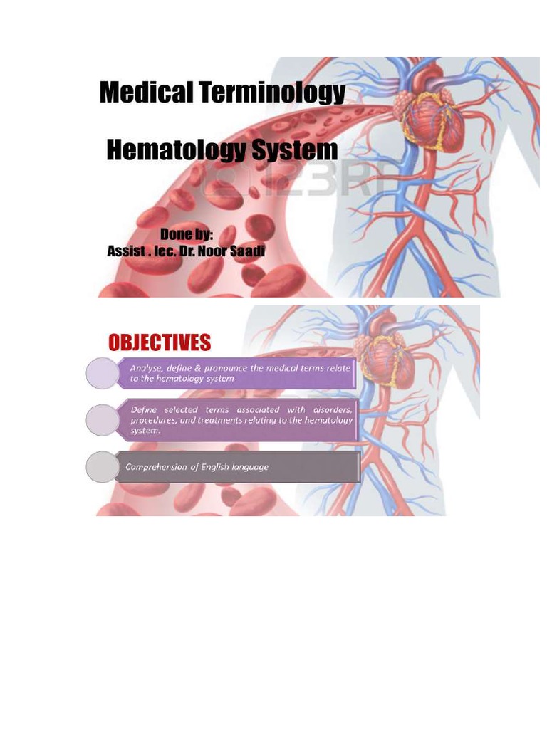 Medical Terminology Hematology System | PDF