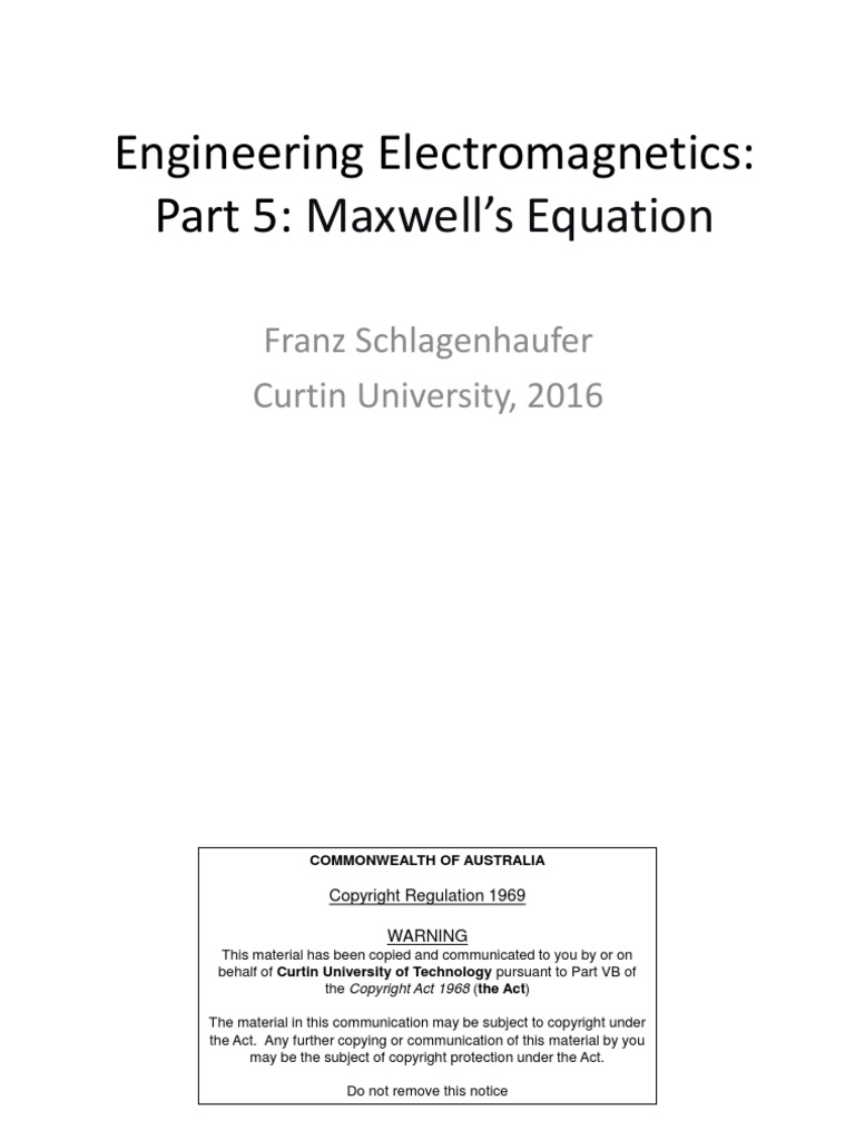 Engineering Electromagnetics:: Maxwell's Equation | PDF ...