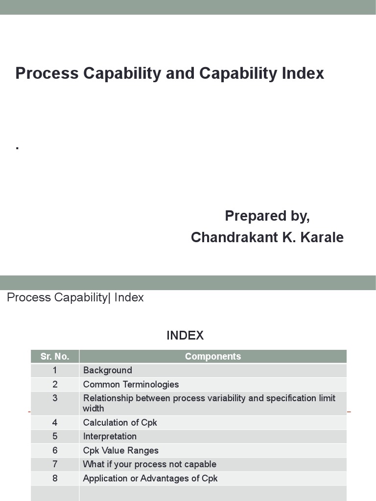 Understanding Process Capability Index (Cpk) | PDF | Standard Deviation ...