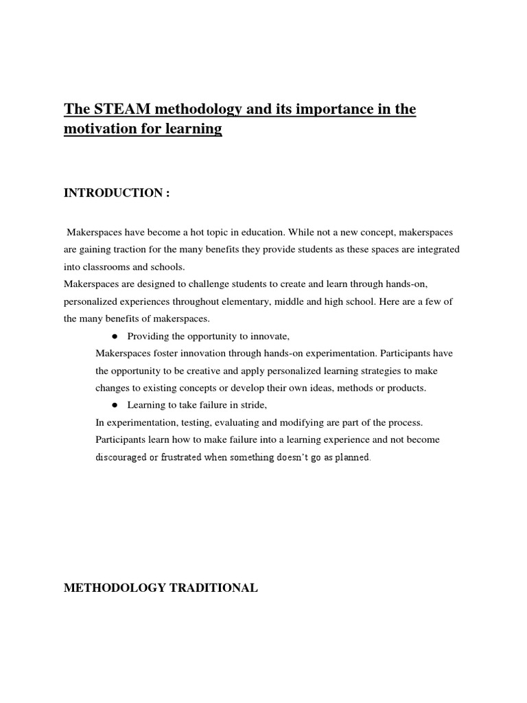 The STEAM Methodology and Its Importance in The Motivation For Learning ...