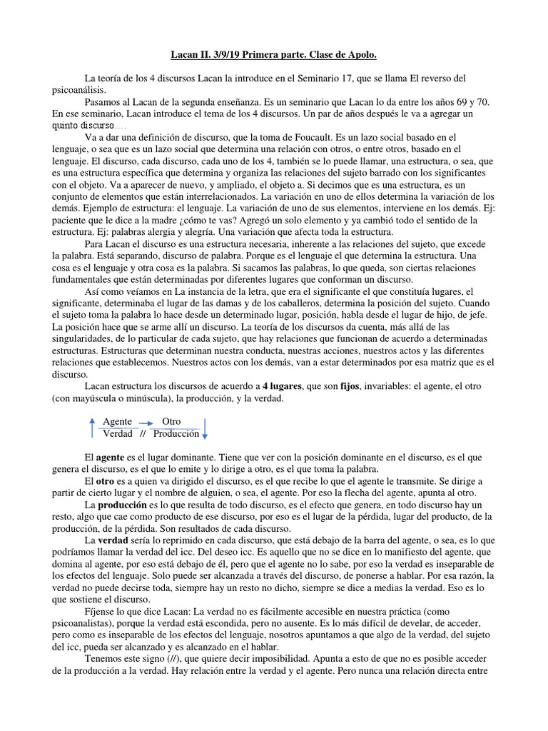 Los cuatro discursos de Lacan | PDF | Jacques Lacan | Felicidad