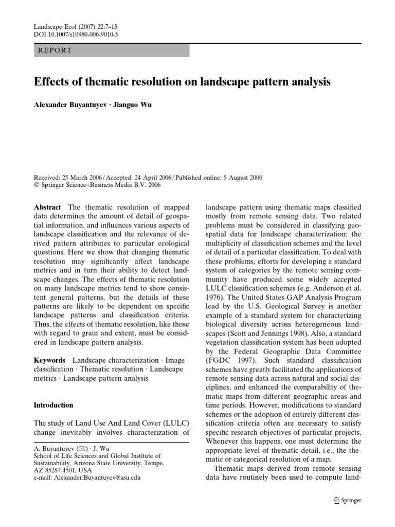 Thematic Resolution in Landscape Analysis | PDF | Statistical ...