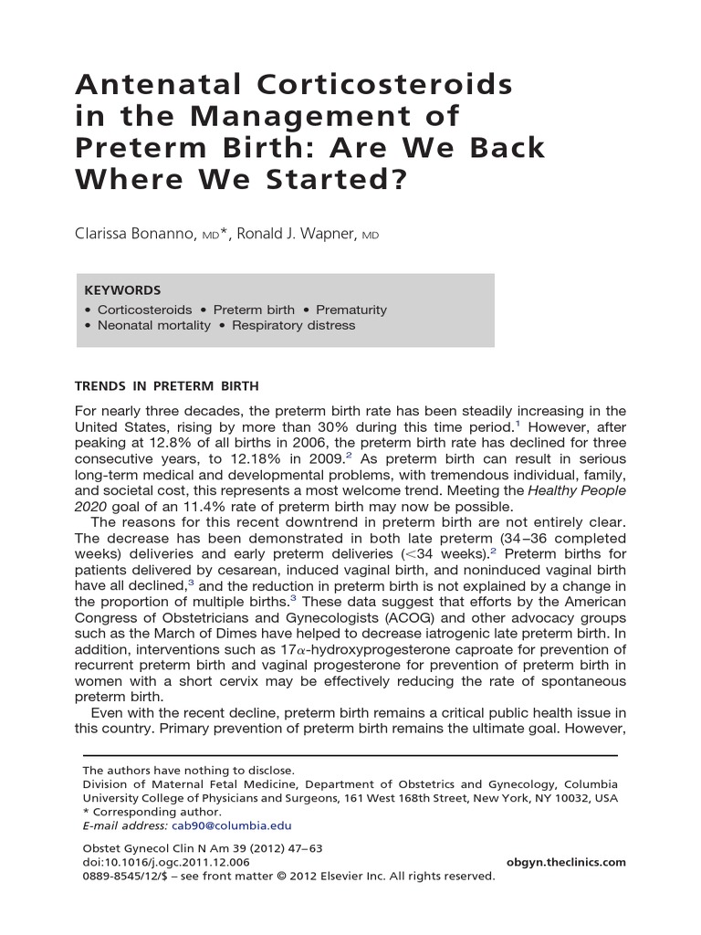 Antenatal Corticosteroids | PDF | Preterm Birth | Childbirth