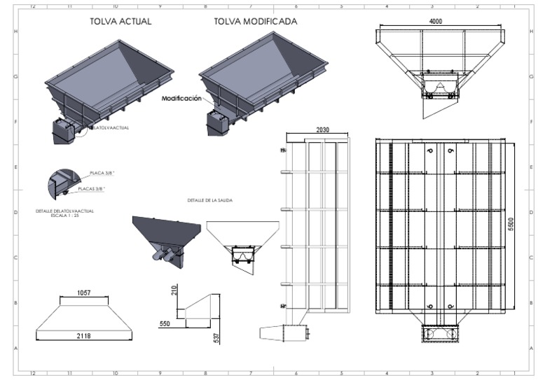 Diseño de Tolva Industrial Modificada | PDF