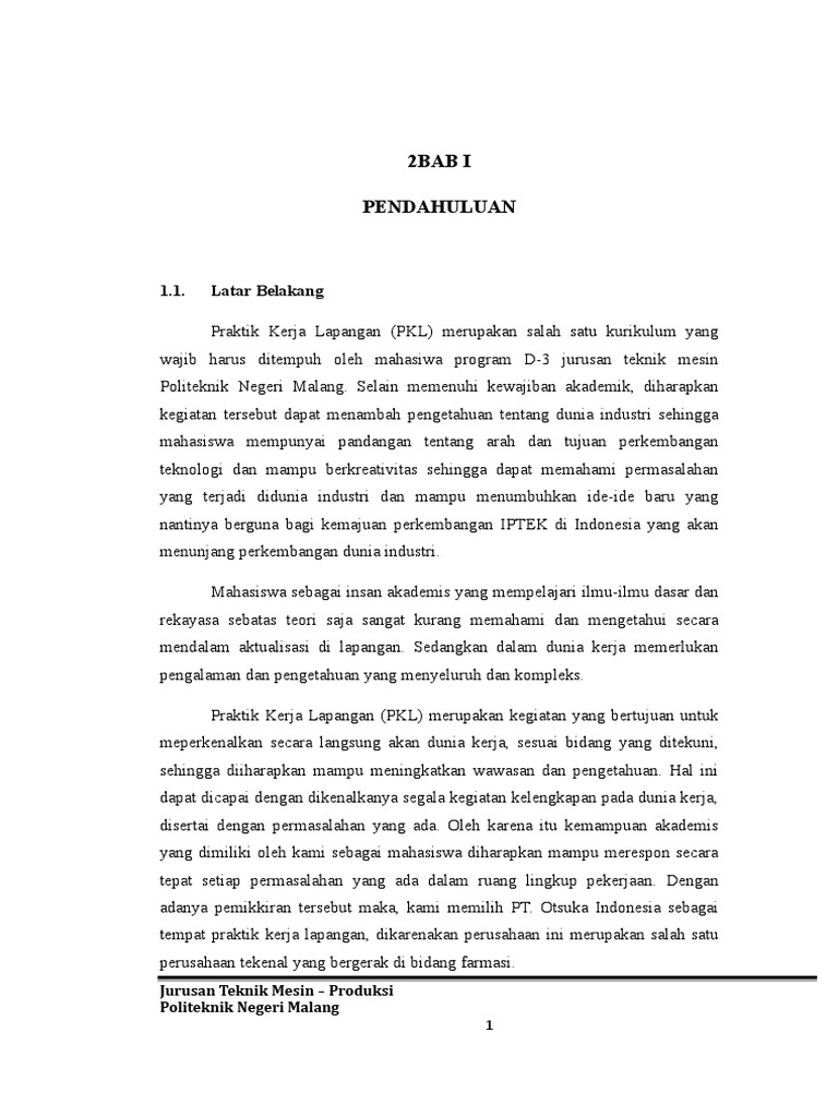 Laporan - PKL Otsuka Indo (TOMMY) | PDF