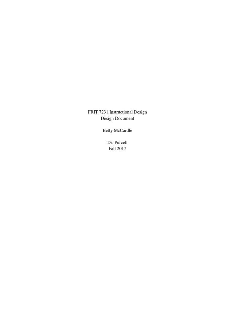 B. McCardle - Design of Instruction - Design Document | PDF | Part Of ...
