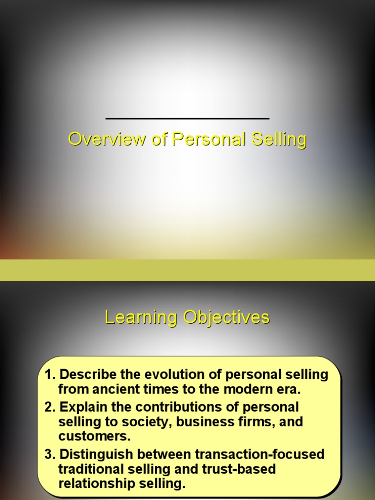 Overview of Personal Selling | PDF | Sales | Economies