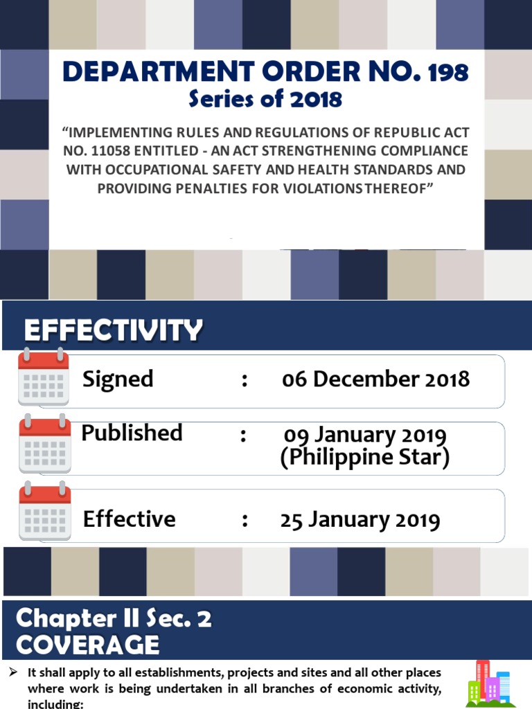 Department Order No. 198: Series of 2018 | PDF | Occupational Safety ...