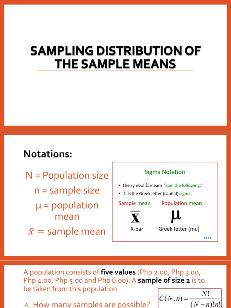 4Q Sampling Distribution of The Sample Means | PDF | Mean | Standard ...