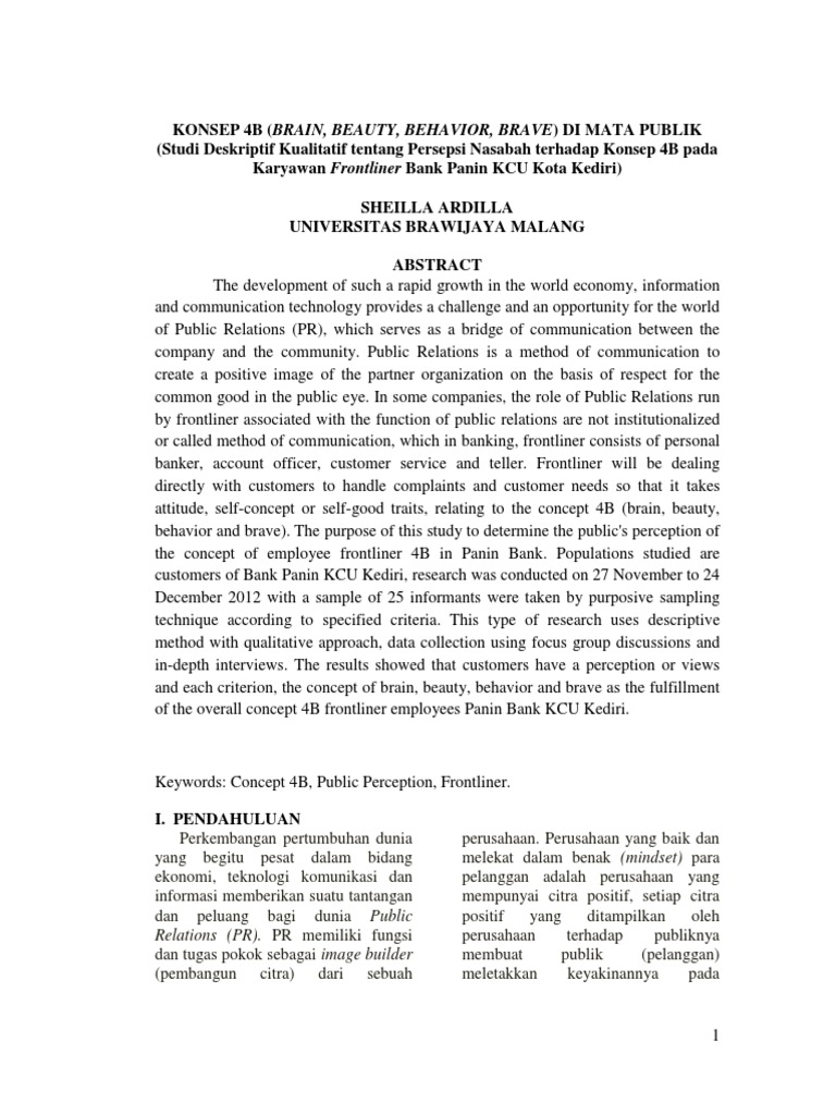 Konsep 4B Brain Beauty Behavior Brave Di PDF | PDF | Public Relations ...