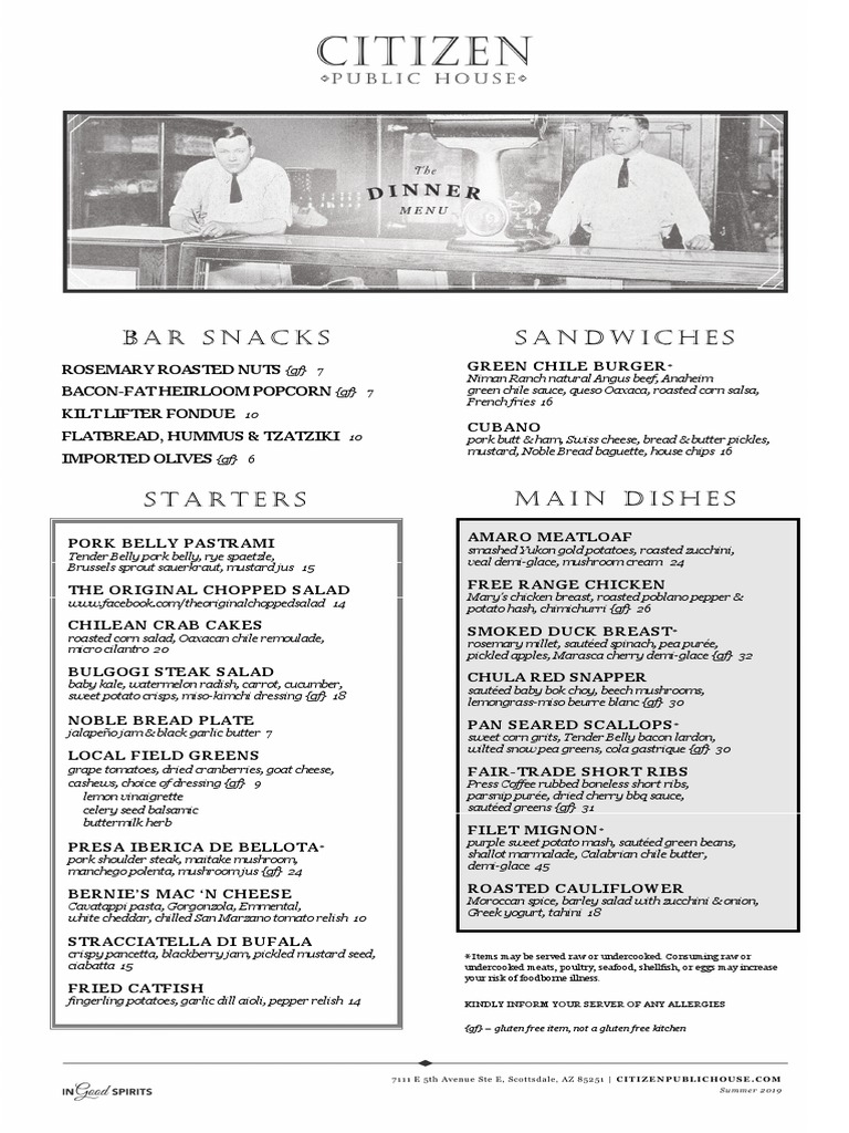 "Scottsdale Restaurant Summer Menu 2019" | PDF | Cuisine | Cooking