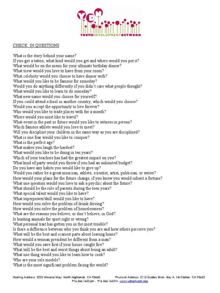 Check in Questions | PDF