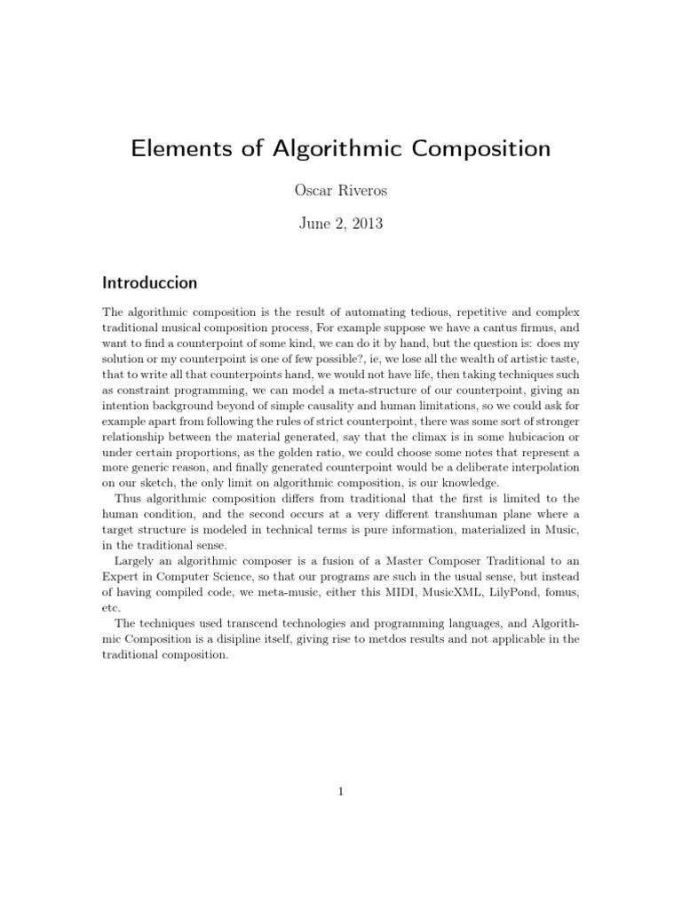 Oscar Riveros Elements Of Algorithmic Composition En Pdf Computer Programming Musical 6239