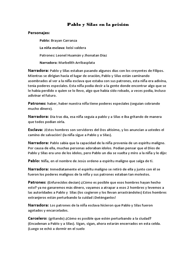 Pablo y Silas en La Prisión | PDF | Pablo el apóstol | Demonios
