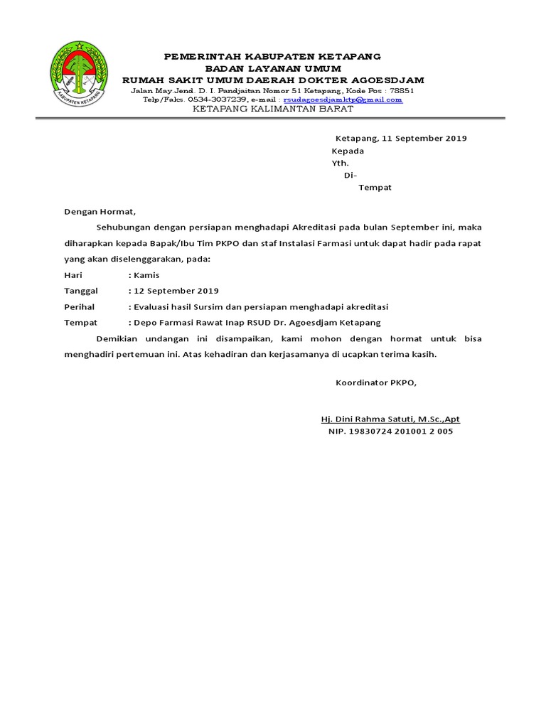 Surat Undangan Rapat | PDF