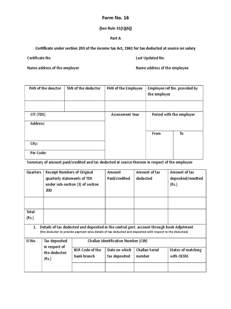 Form No 16 | PDF | Income Tax In India | Public Finance