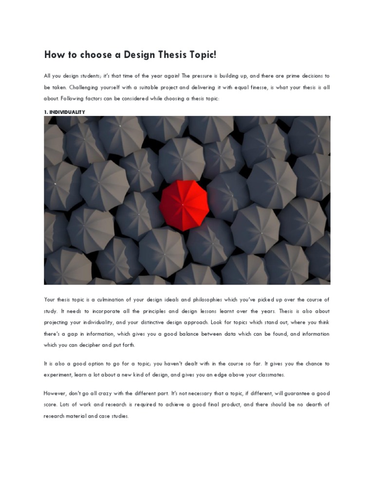 How To Choose A Design Thesis Topic!: 1. Individuality | PDF | Design ...