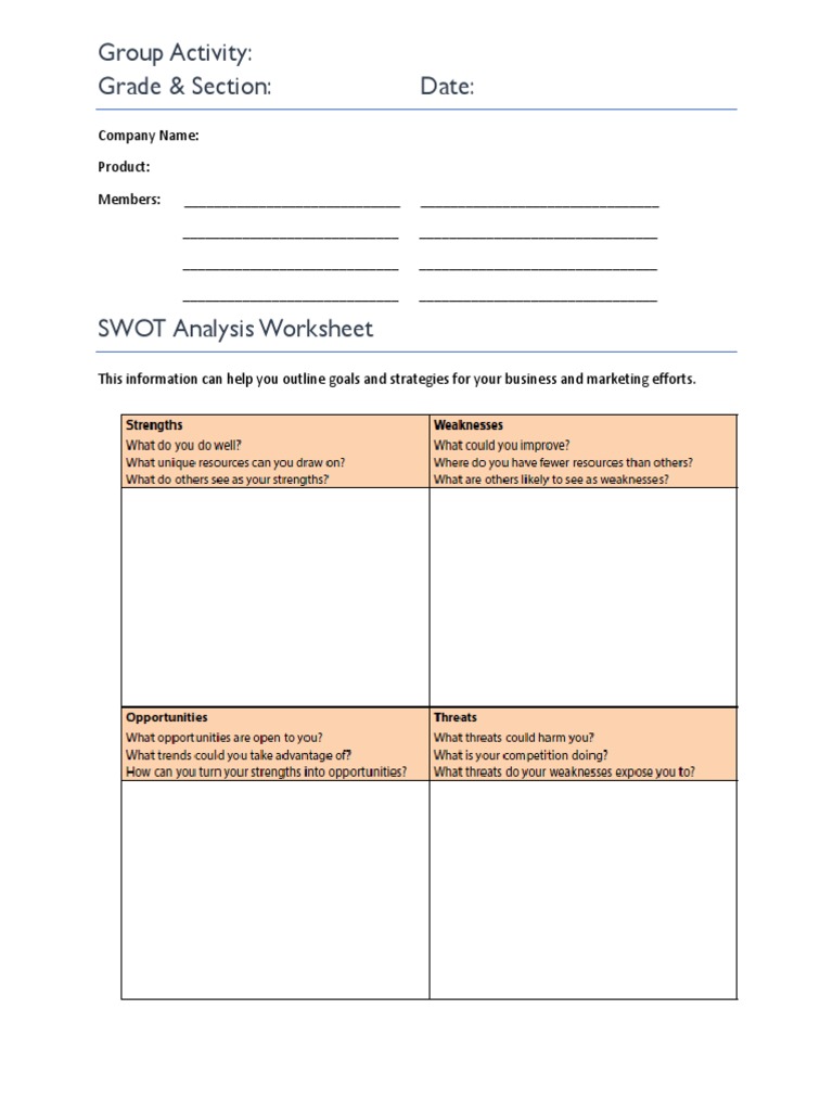 Student SWOT Analysis Worksheet | PDF | Swot Analysis | Business