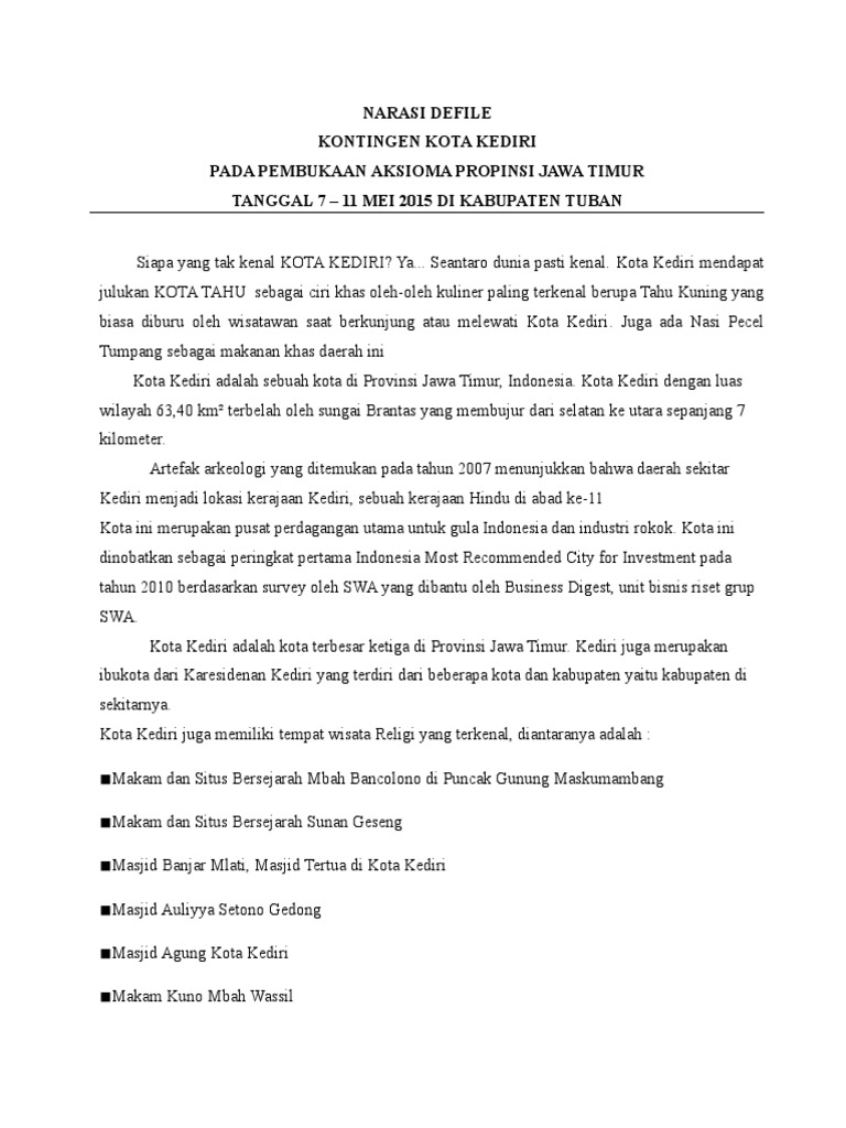 Narasi Defile | PDF | Bisnis | Gaya Hidup