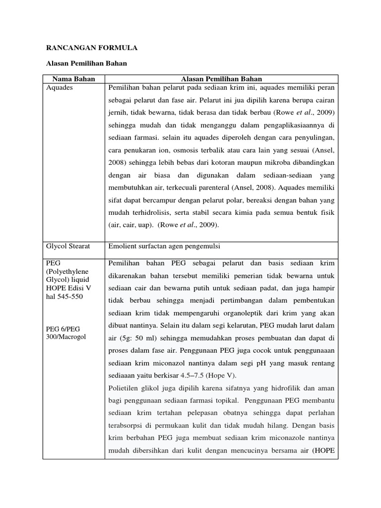 RANCANGAN FORMULA Krim Miconazole | PDF