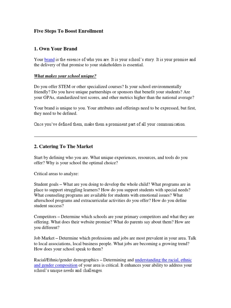 Five Steps To Boost Enrollment Pdf Digital Marketing Advertising