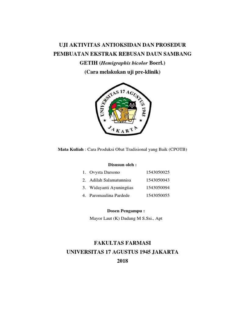 Uji Aktivitas Antioksidan Daun Sambang Getih | PDF | Sains & Matematika