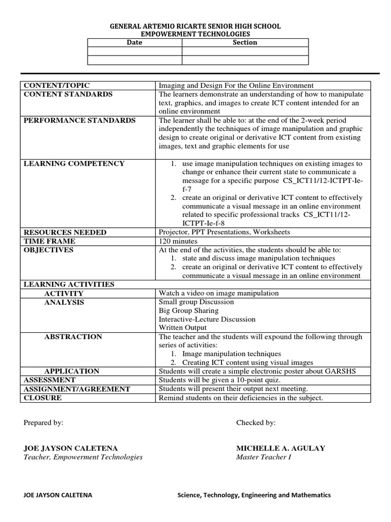 Lesson Plan in ICT | PDF | Educational Technology | Multimedia