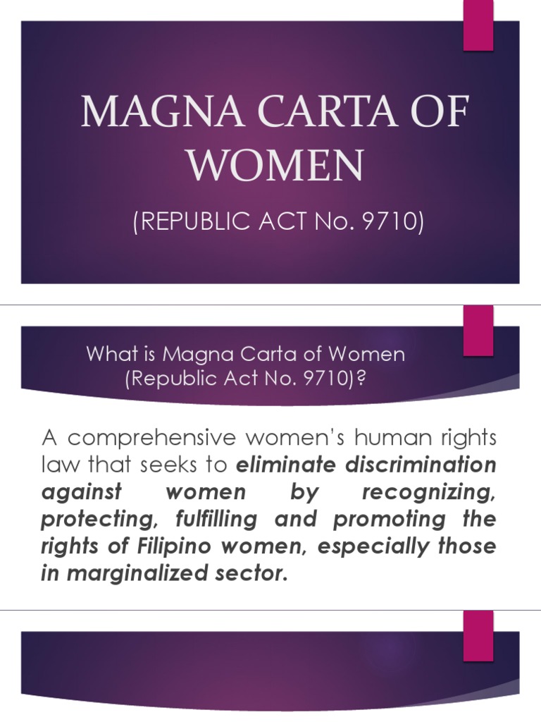 Magna Carta Of Women: (REPUBLIC ACT No. 9710) | Migrant Worker | Gender Equality