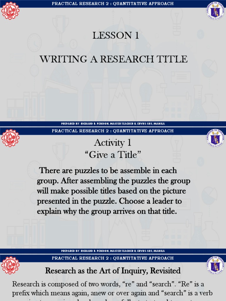 Lesson 1 Writing A Research Title | PDF | Essays | Quantitative Research