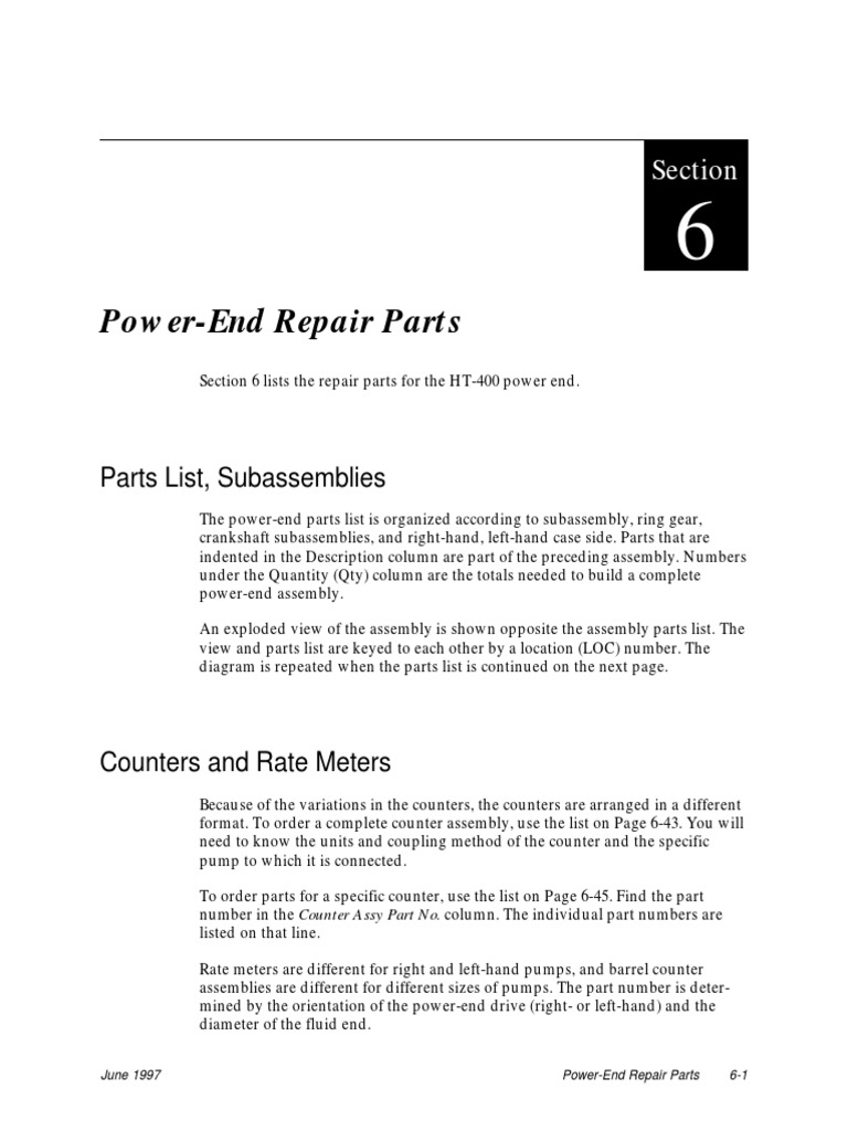 SECTION 6-Power End Repair Part PDF | PDF | Screw | Gear