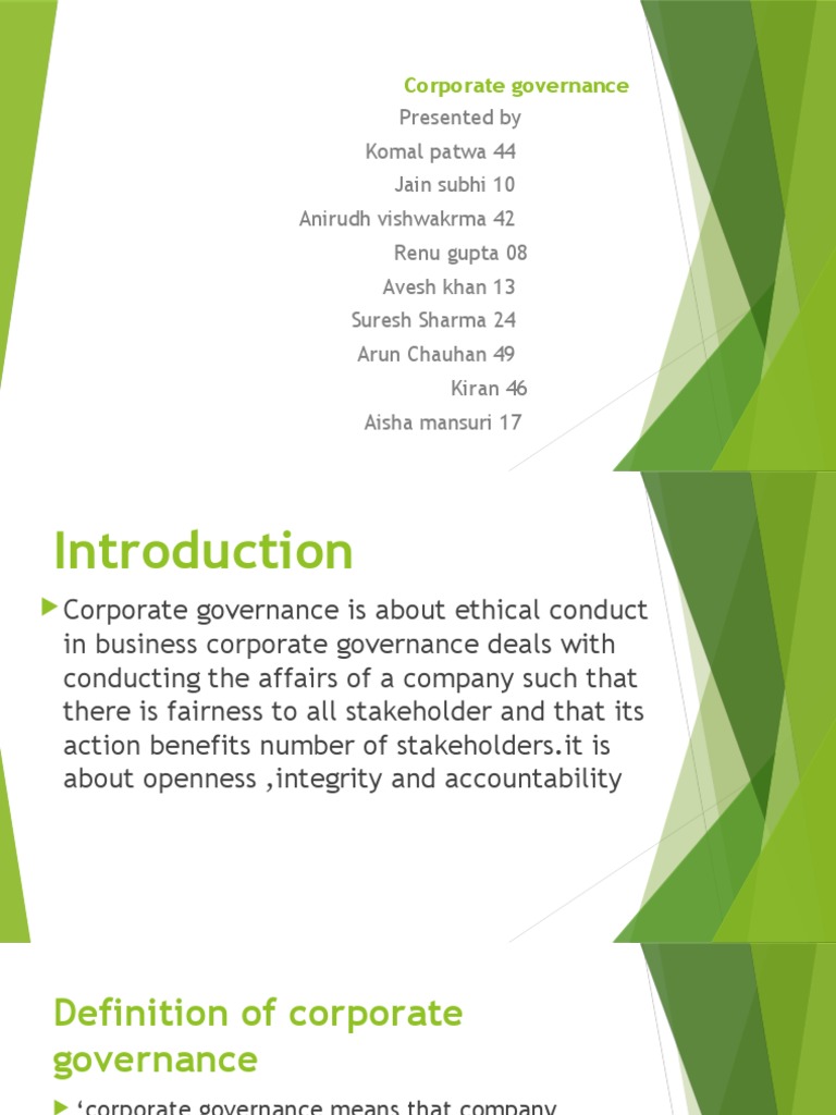 Corporate Governance PPT 2 | PDF | Corporate Governance | Board Of ...