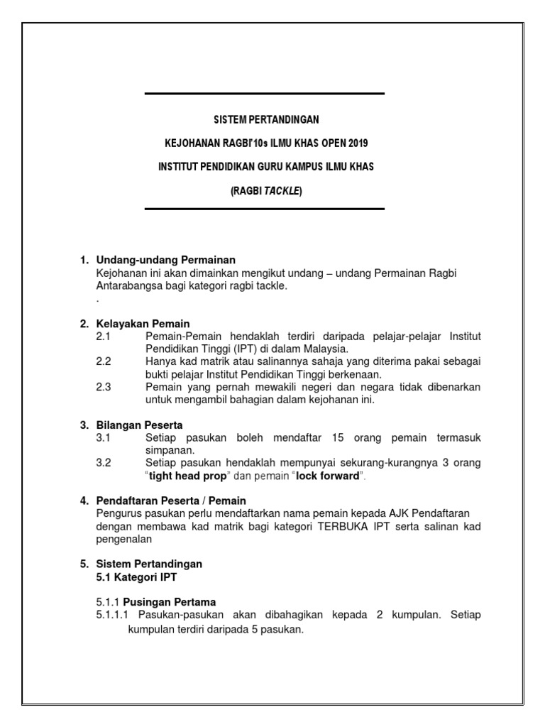 Peraturan Ragbi Tackle | PDF