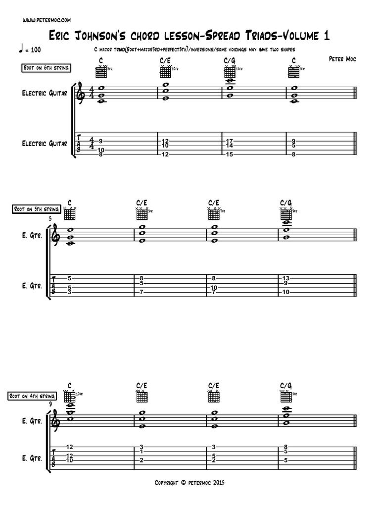Eric Johnson's Chord Lesson-Spread Triads-Volume 1 - Full Score PDF | PDF | Musical Notation ...