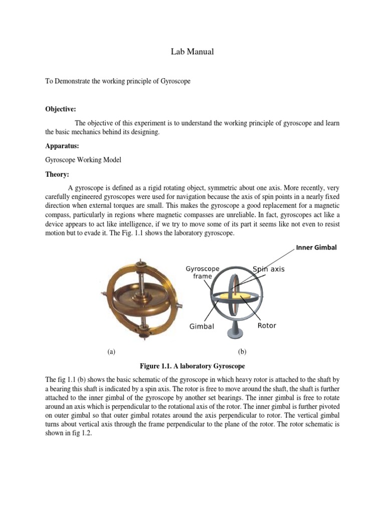 Lab Manual 1 (Gyroscope) | PDF | Rotation Around A Fixed Axis | Gyroscope