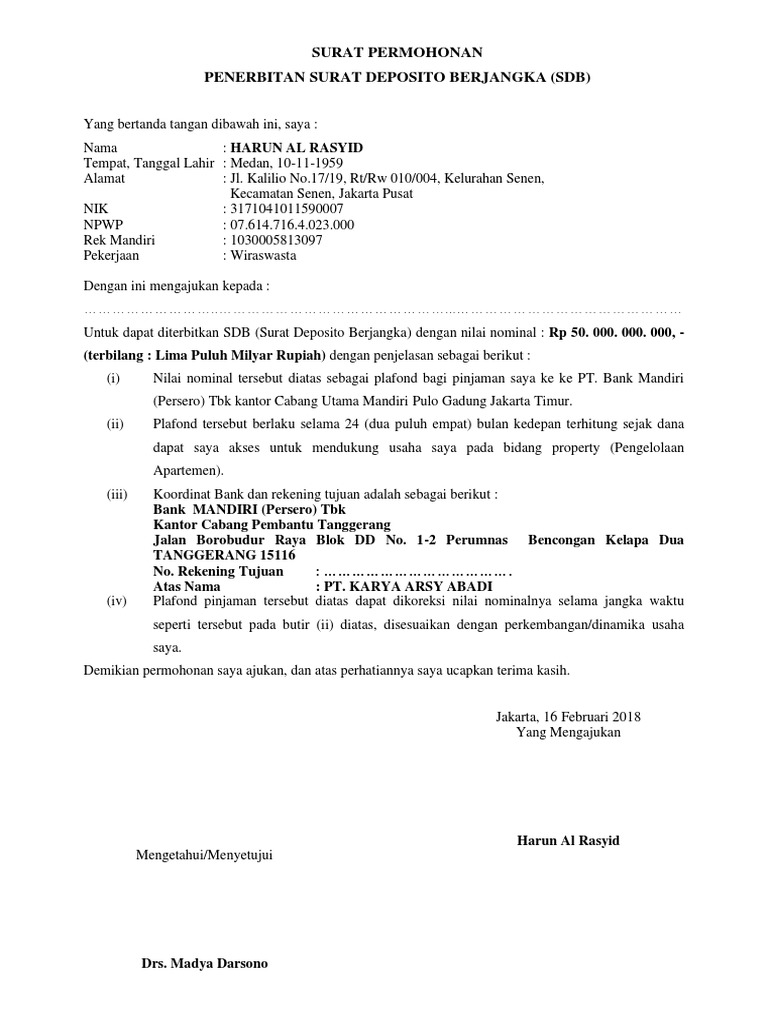 Surat Permohonan SDB | PDF