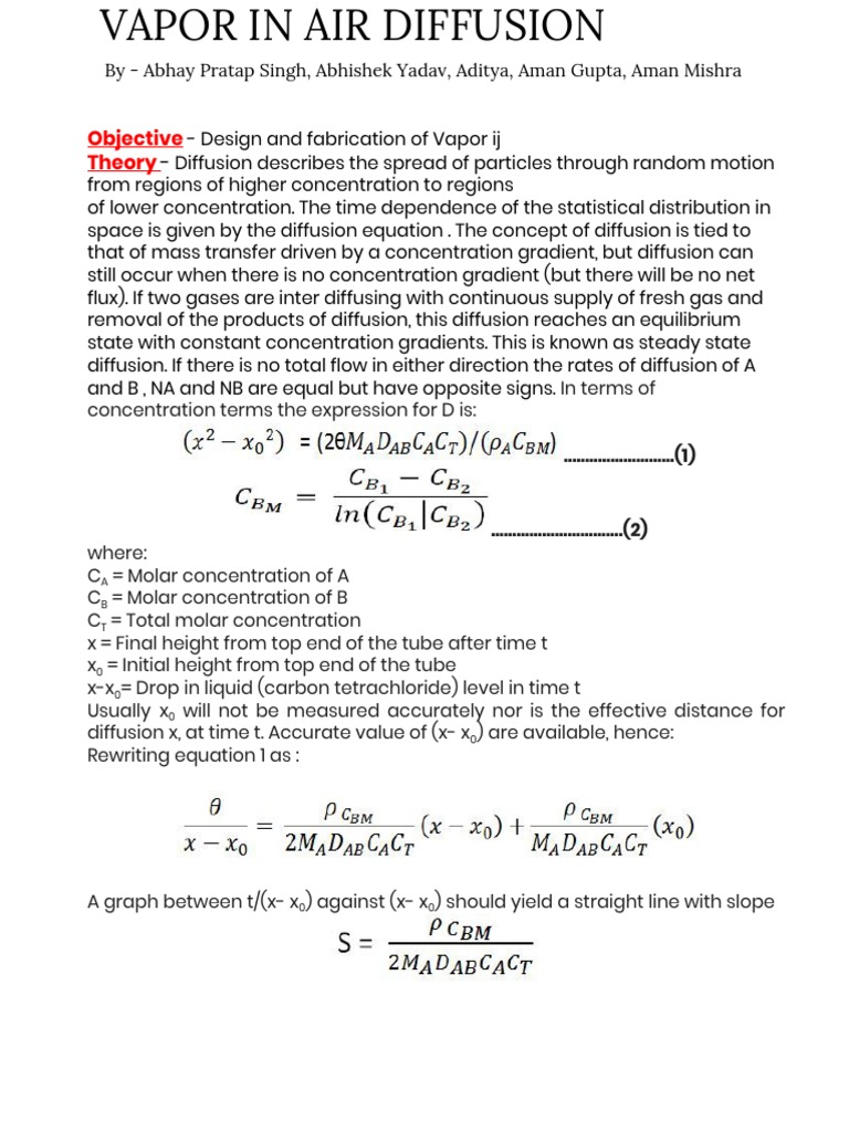 Vapor Diffusion in Air Experiment | PDF | Diffusion | Branches Of ...