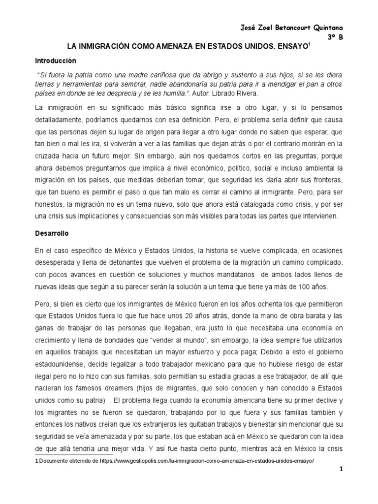 Inmigración: Amenaza en EE.UU. | PDF | Migración humana | México