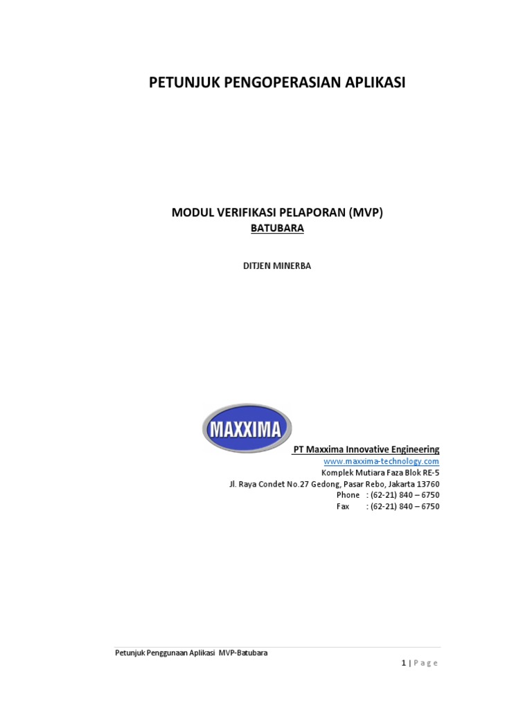 Modul Verifikasi Pelaporan (MVP) Batubara | PDF