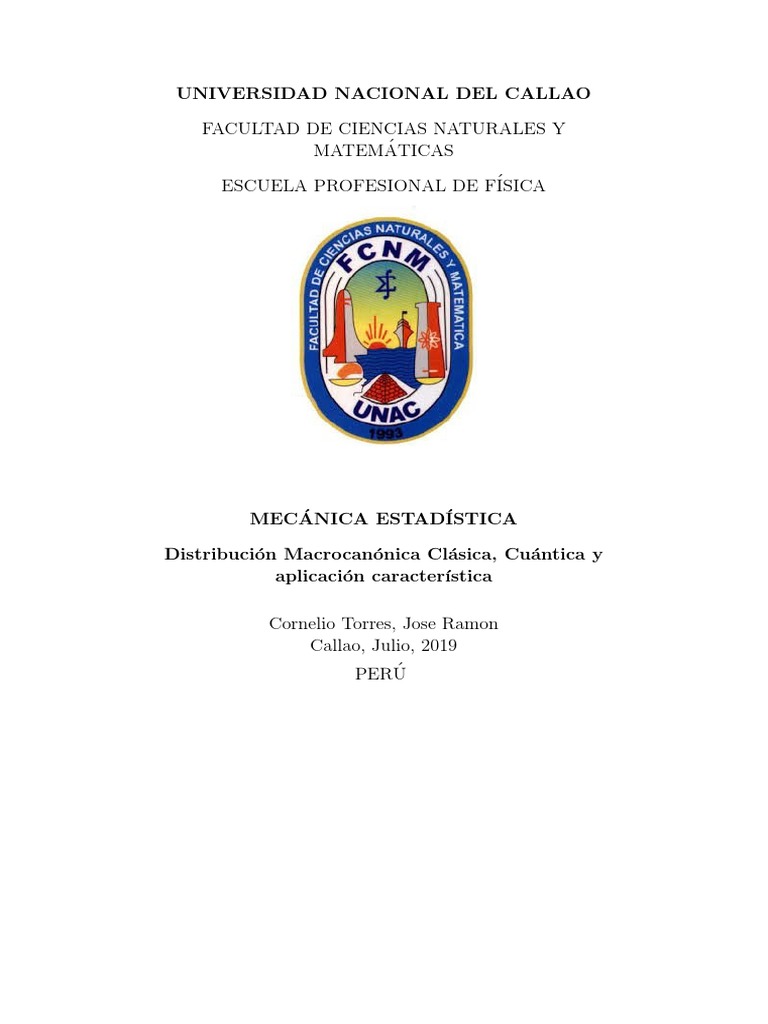 Distribución Macrocanónica: Clásica y Cuántica | PDF | Mecánica ...
