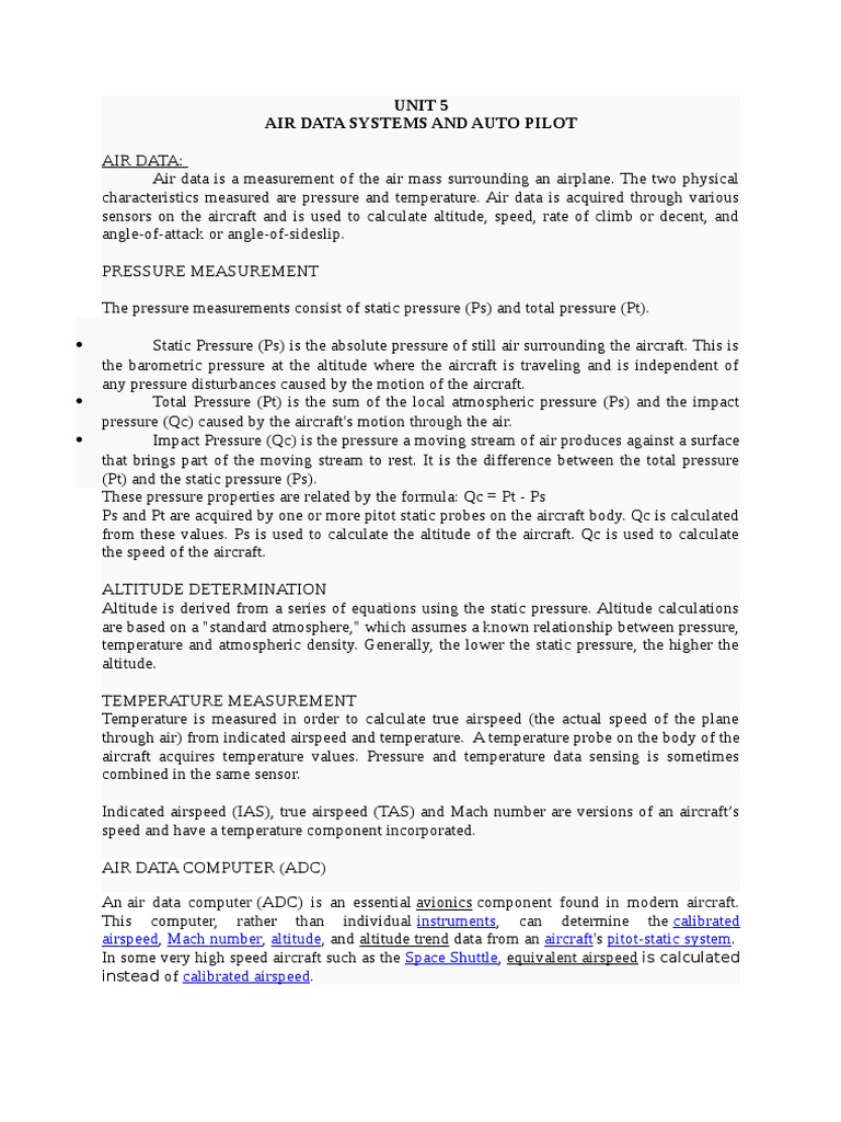UNIT 5-Avionics C | PDF | Airspeed | Aerospace