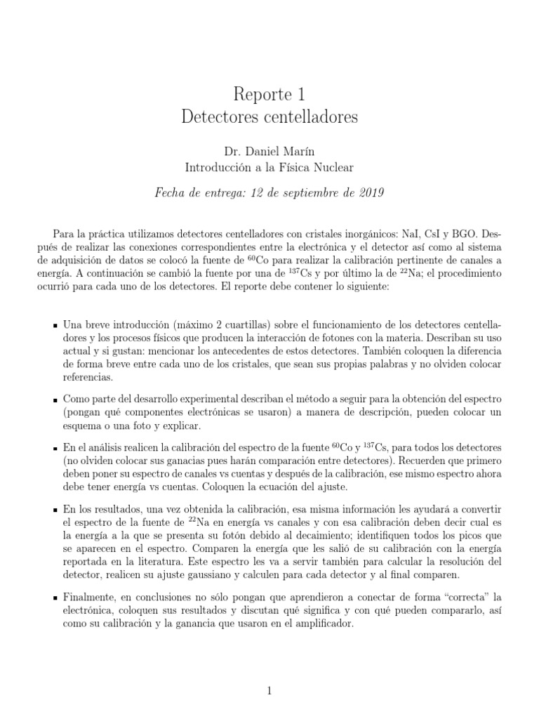 Detectores Centelladores | PDF | Calibración | Fotón