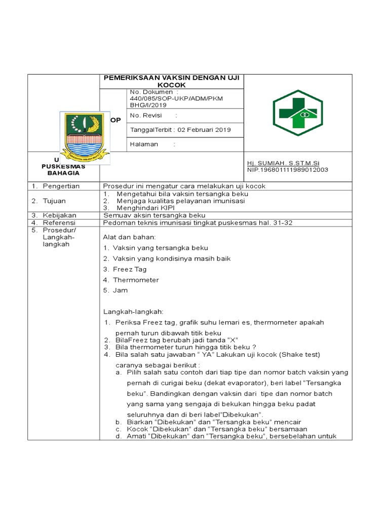 Sop Vaksin Uji Kocok | PDF